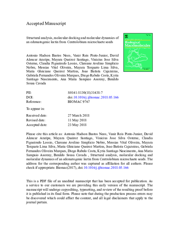 (PDF) Structural analysis, molecular docking and molecular dynamics of ...