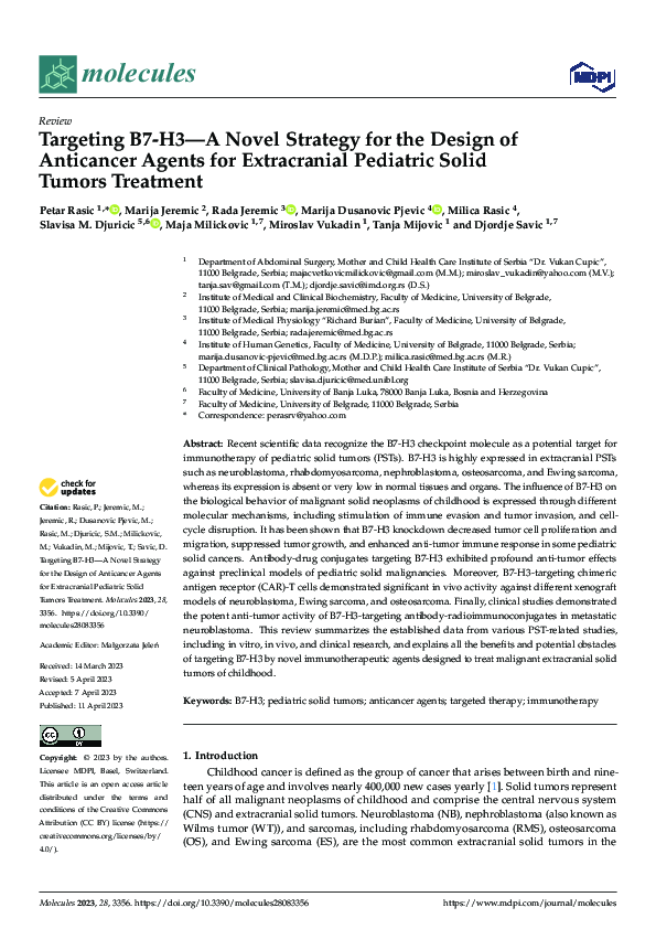 (PDF) Targeting B7-H3—A Novel Strategy for the Design of Anticancer ...