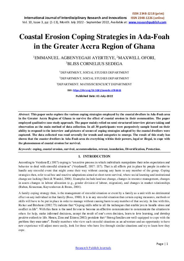 (PDF) Coastal Erosion Coping Strategies in Ada-Foah in the Greater ...