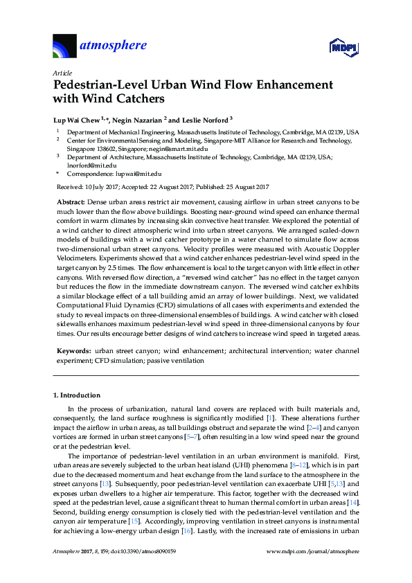 (PDF) Pedestrian-Level Urban Wind Flow Enhancement with Wind Catchers
