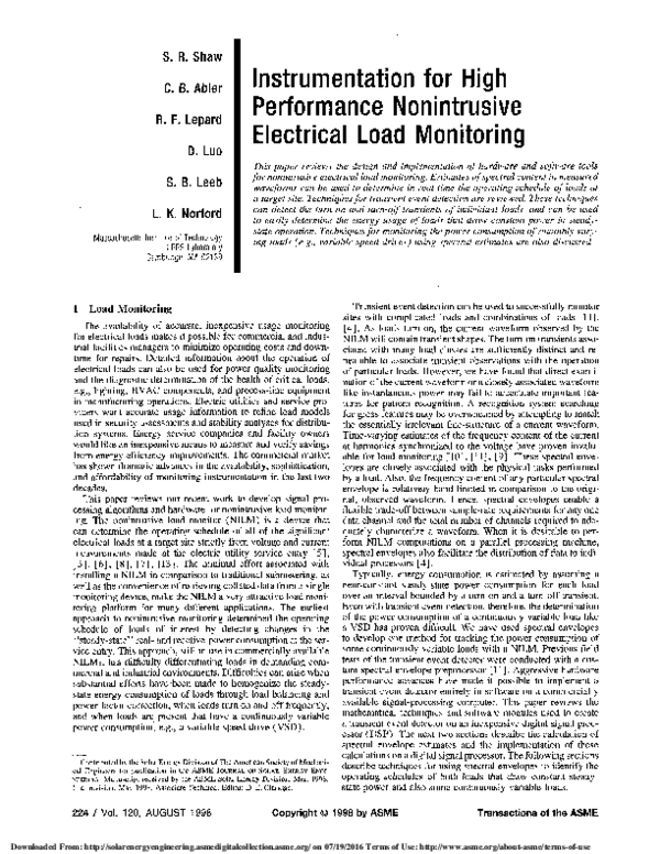 (PDF) Instrumentation for High Performance Nonintrusive Electrical Load Monitoring