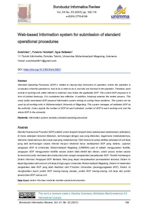 (PDF) Web-based information system for submission of standard operational procedures
