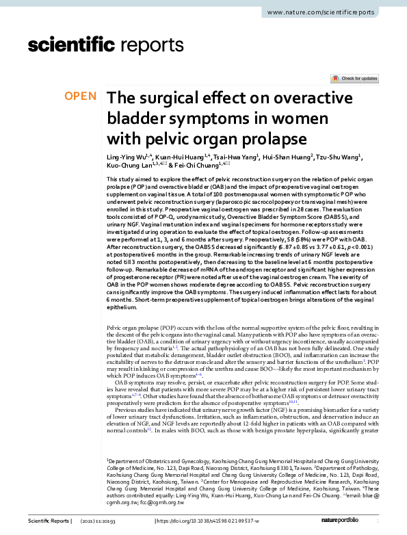 (PDF) The surgical effect on overactive bladder symptoms in women with ...
