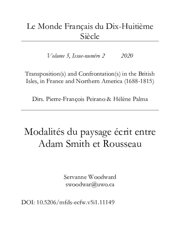 (PDF) Modalités du paysage écrit entre Adam Smith et Rousseau