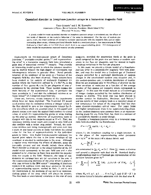 (PDF) Disorder Effects in Magnetic Josephson Arrays