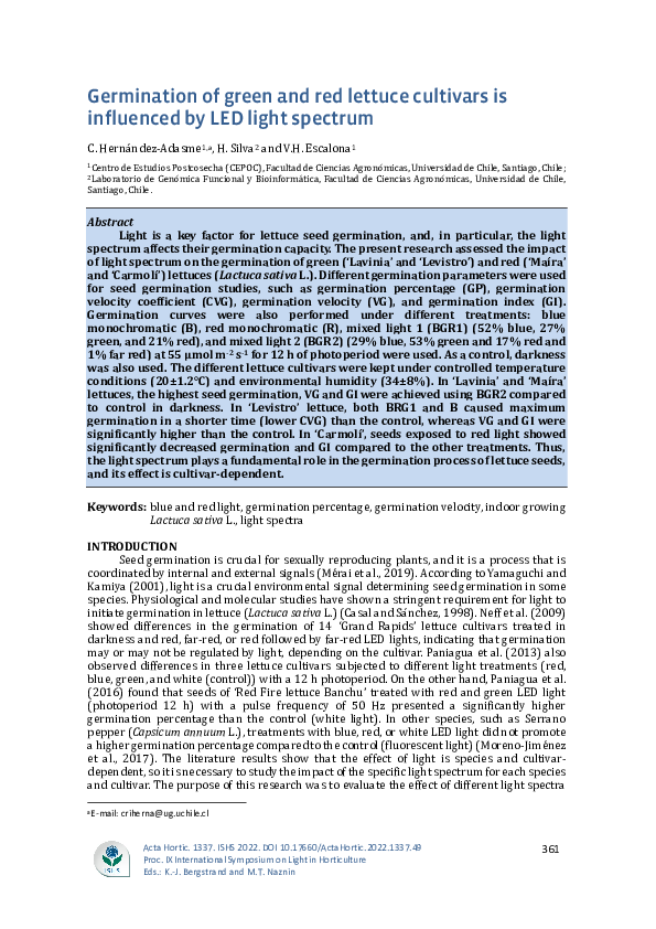 (PDF) Germination of green and red lettuce cultivars is influenced by ...