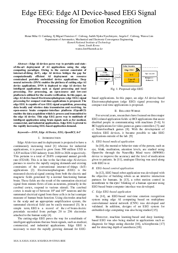 Pdf Edge Eeg Edge Ai Device Based Eeg Signal Processing For Emotion Recognition