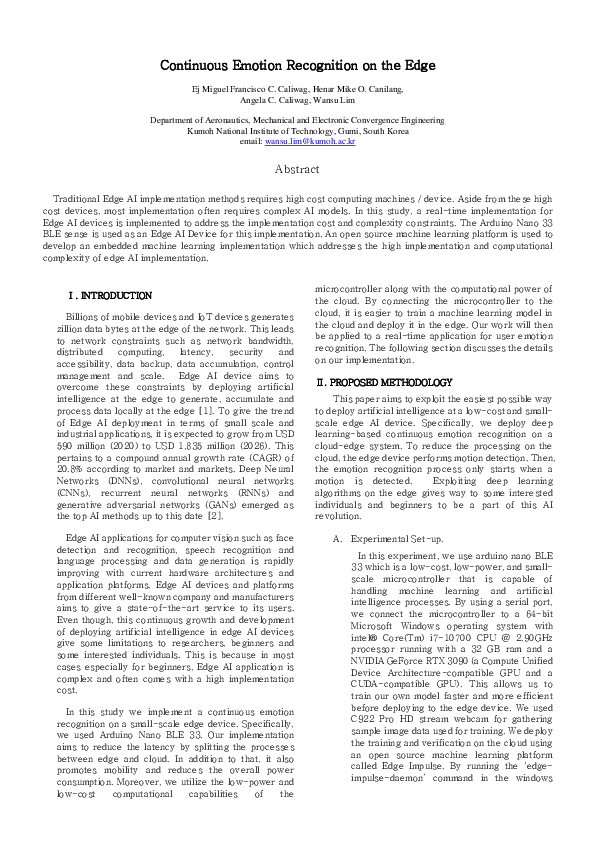 (PDF) Continuous Emotion Recognition on the Edge | henar canilang - Academia.edu