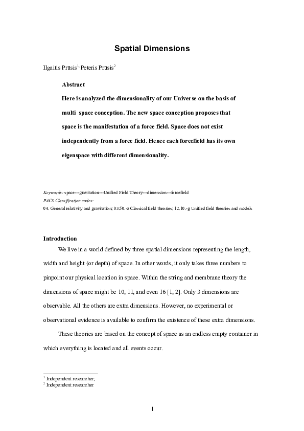 (PDF) Spatial Dimensions