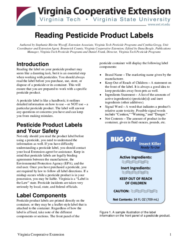 (PDF) Reading Pesticide Product Labels