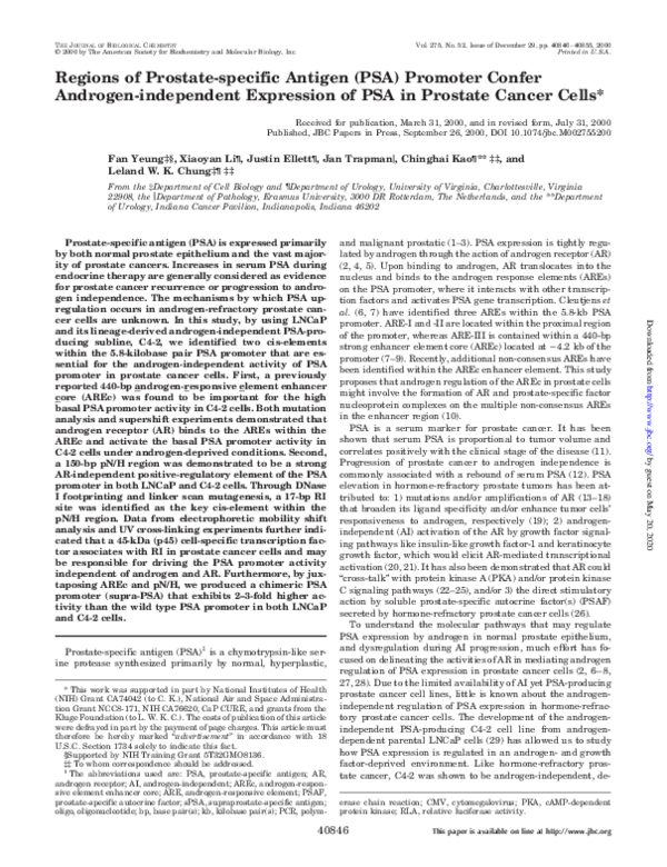 (PDF) Regions of Prostate-specific Antigen (PSA) Promoter Confer ...