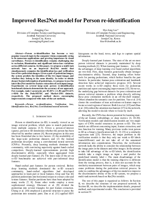 (PDF) Improved Res2Net Model for Person re-Identification