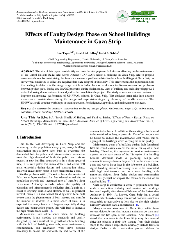 (PDF) Effects of Faulty Design Phase on School Buildings Maintenance in ...