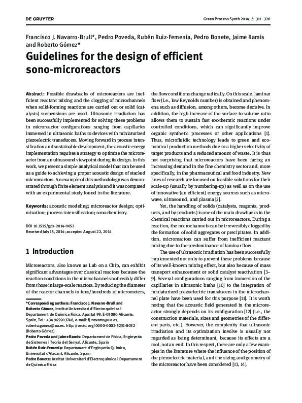 (PDF) Guidelines for the design of efficient sono-microreactors