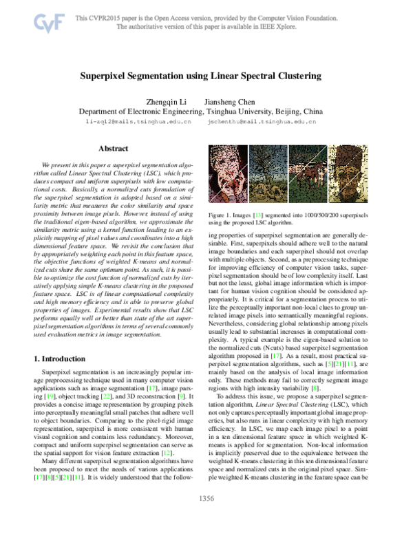 Pdf Superpixel Segmentation Using Linear Spectral Clustering 7977
