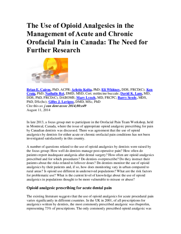 (PDF) The Opioid Analgesic Reduction Study (OARS)—a comparison of ...