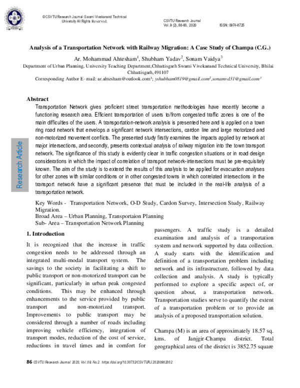 (PDF) Analysis of a Transportation Network with Railway Migration: A ...
