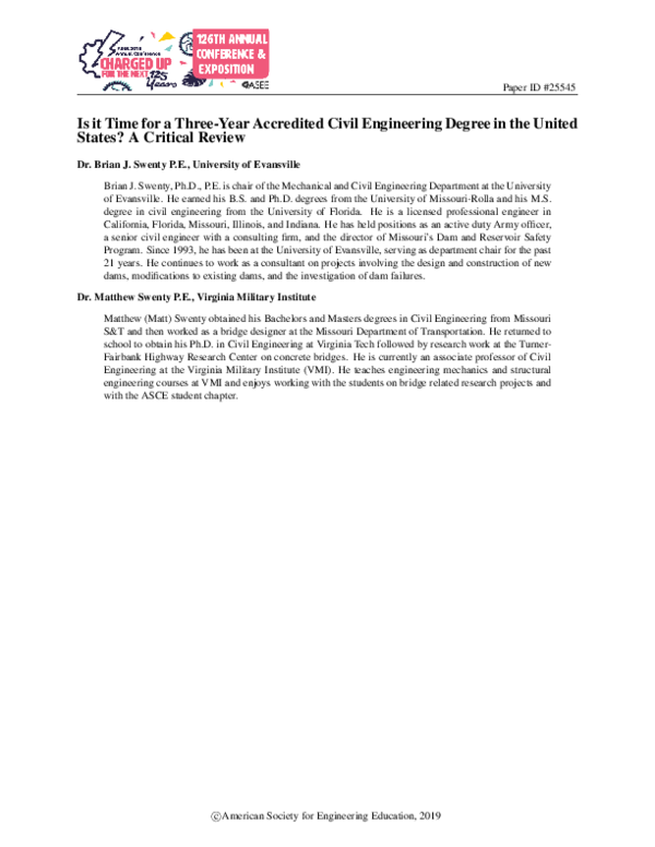 (PDF) Is it Time for a Three-Year Accredited Civil Engineering Degree ...