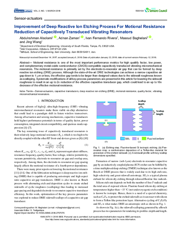 (PDF) Improvement of Deep Reactive Ion Etching Process For Motional ...