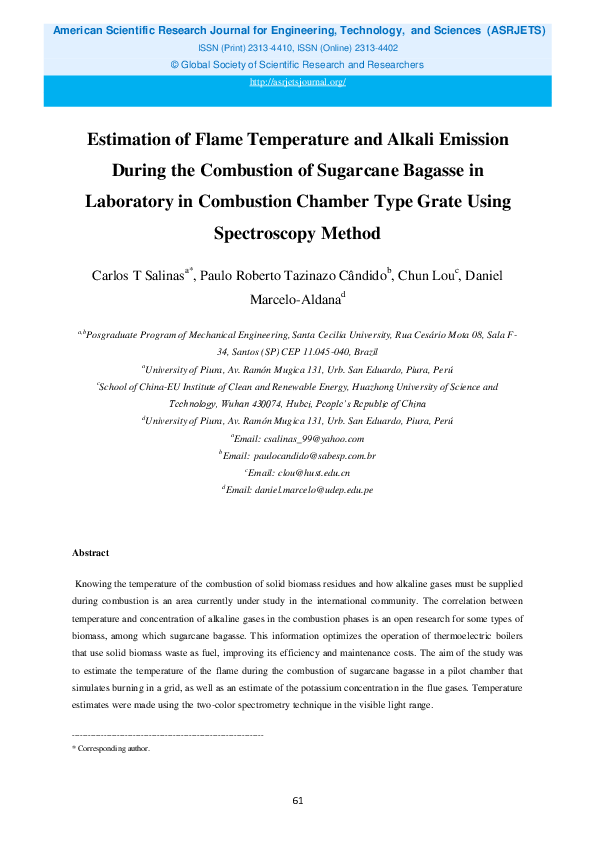 (PDF) Estimation of Flame Temperature and Alkali Emission During the Combustion of Sugarcane ...