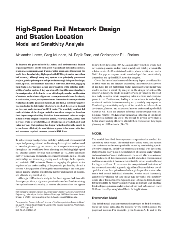 (PDF) High-Speed Rail Network Design and Station Location