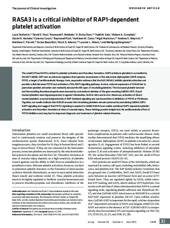 (PDF) Faculty of 1000 evaluation for RASA3 is a critical inhibitor of ...