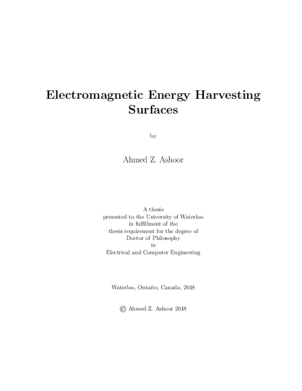 (PDF) Electromagnetic Energy Harvesting Surfaces