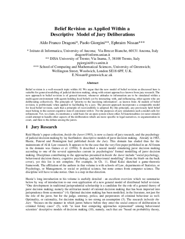 (PDF) Belief Revision as Applied within a Descriptive Model of Jury ...