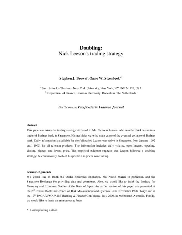 (PDF) Doubling: Nick Leeson's trading strategy