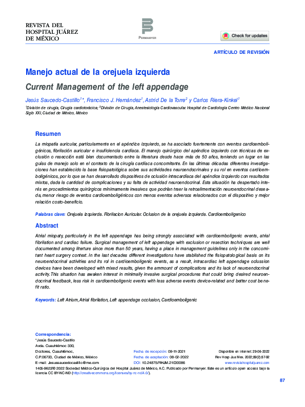 (PDF) Manejo actual de la orejuela izquierda | Carlos Riera - Academia.edu