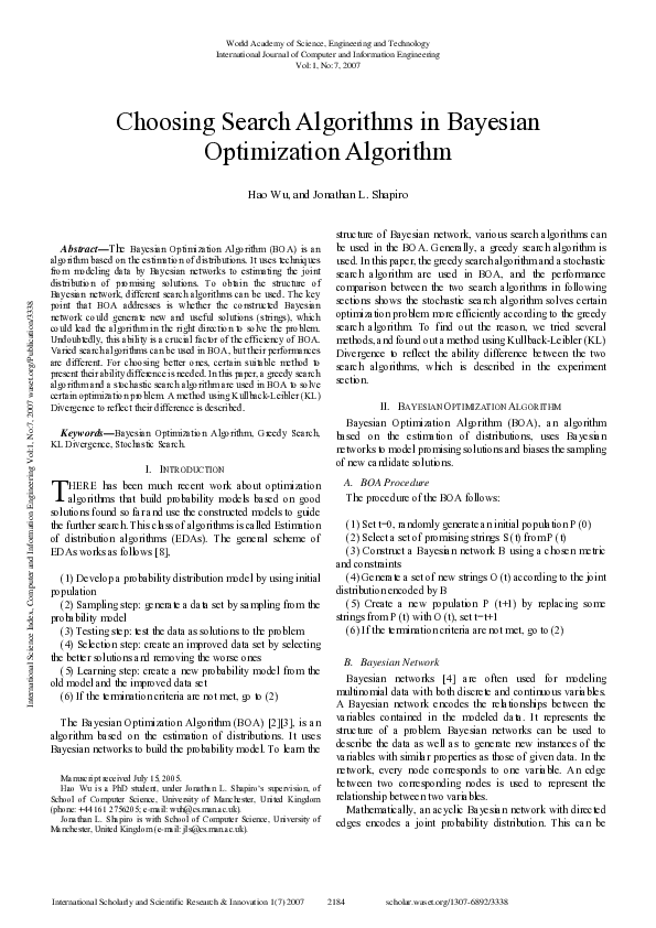 Pdf Choosing Search Algorithms In Bayesian Optimization Algorithm 