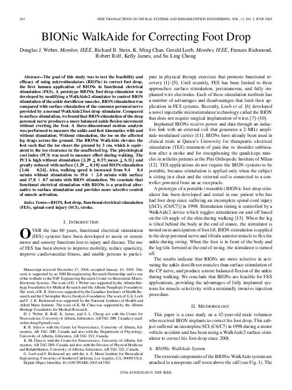 (PDF) BIONic WalkAide for correcting foot drop