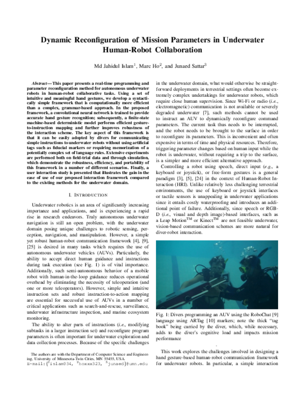 (PDF) Dynamic Reconfiguration of Mission Parameters in Underwater Human-Robot Collaboration ...