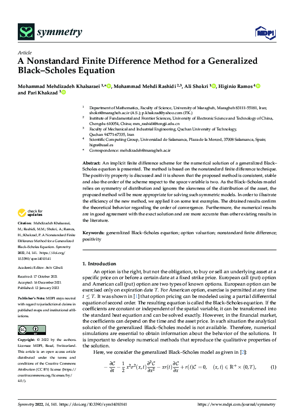 (PDF) A Nonstandard Finite Difference Method for a Generalized Black–Scholes Equation