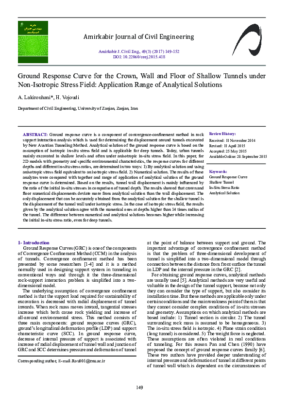 (PDF) Ground Response Curve for the Crown, Wall and Floor of Shallow ...