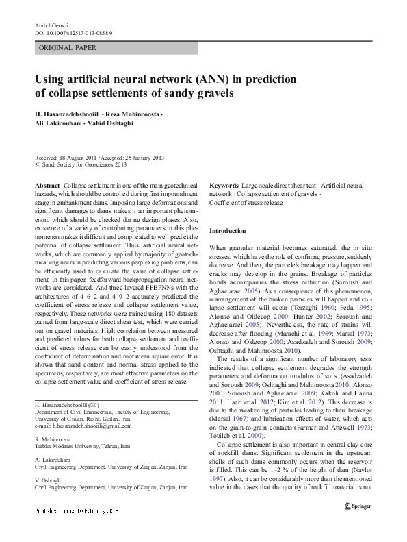 (PDF) Using artificial neural network (ANN) in prediction of collapse ...