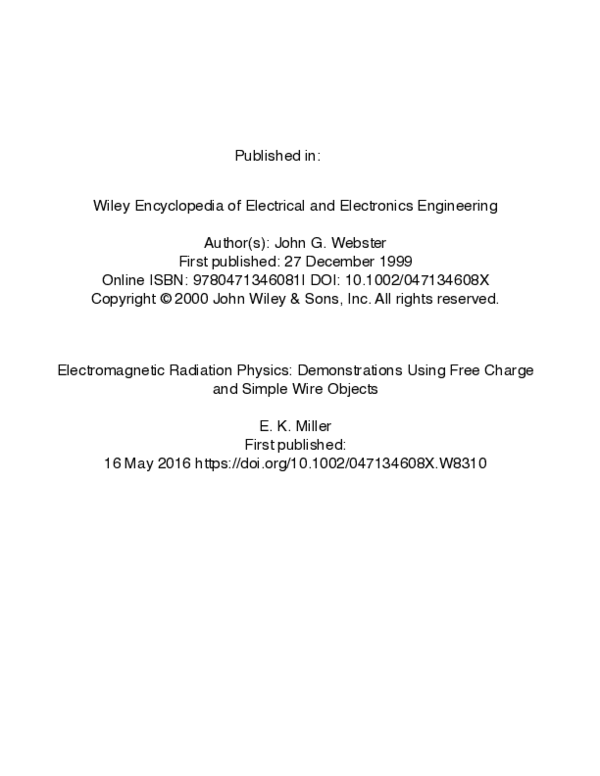 (PDF) Electromagnetic Radiation Physics: Demonstrations Using Free ...