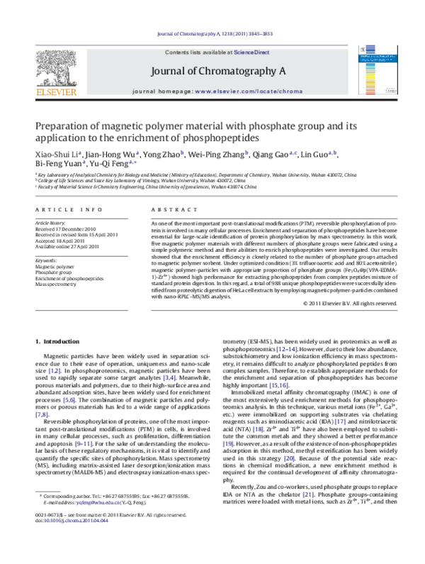 (PDF) Preparation of magnetic polymer material with phosphate group and ...