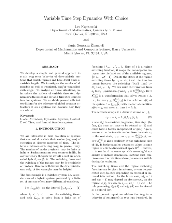 (PDF) Variable Time Step Dynamics with Choice