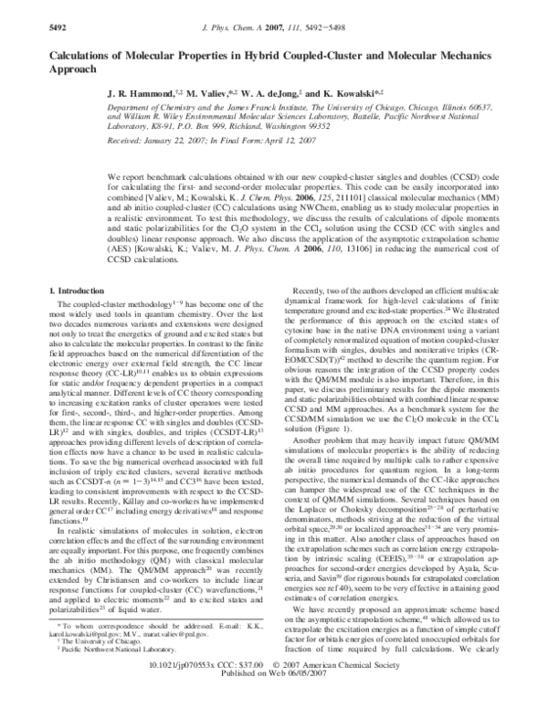 (PDF) Calculations of Molecular Properties in Hybrid Coupled-Cluster and Molecular Mechanics ...