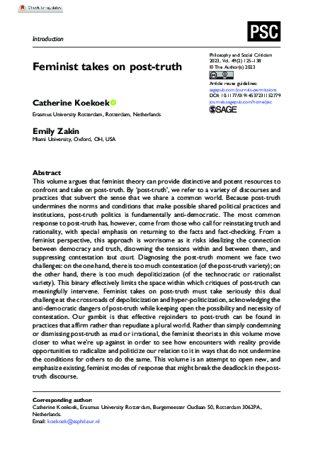 (PDF) Feminist takes on post-truth