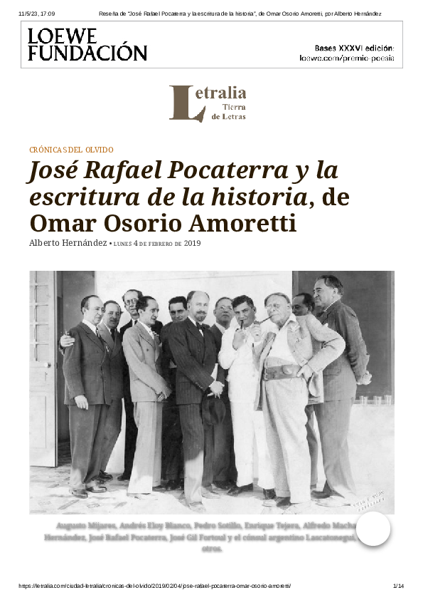 (PDF) Reseña de ‘‘José Rafael Pocaterra y la escritura de la historia ...