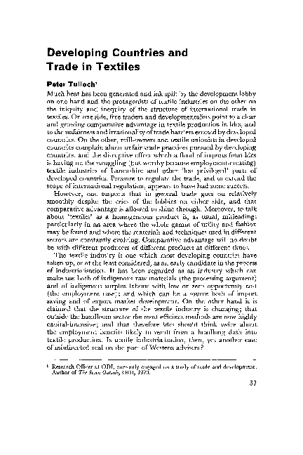 (PDF) Developing Countries and Trade in Textiles