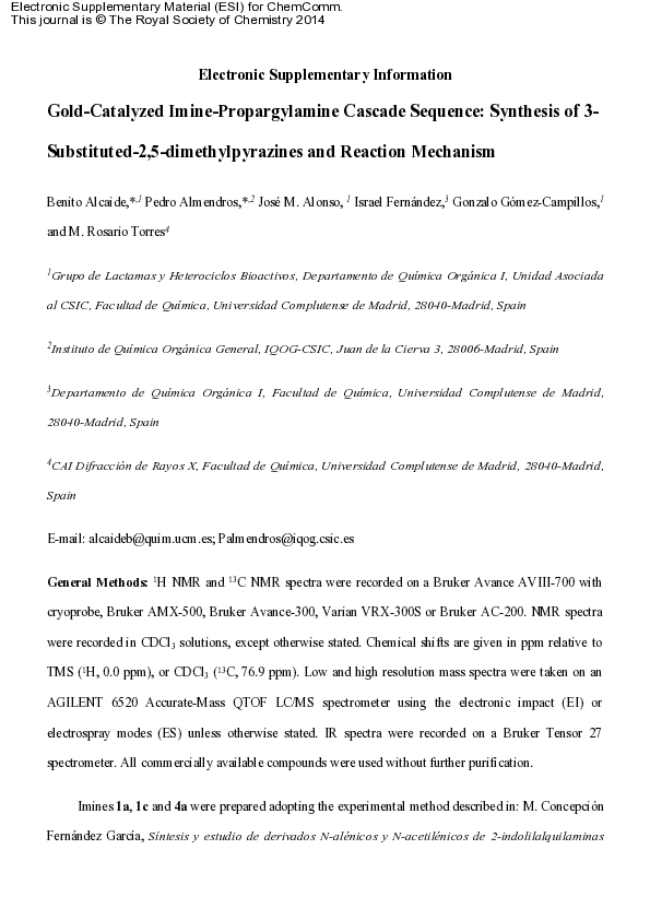 (PDF) ChemInform Abstract: A Gold-Catalyzed Imine-Propargylamine ...