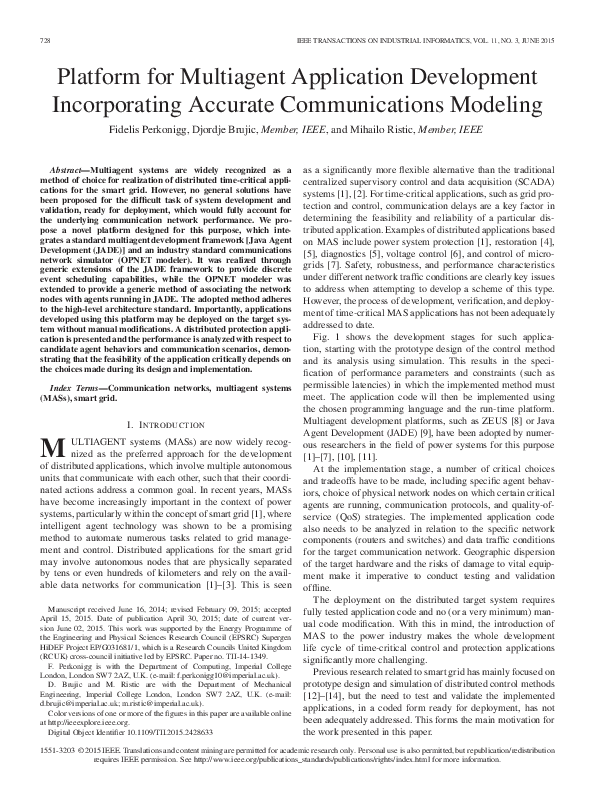 (PDF) Platform for Multiagent Application Development Incorporating Accurate Communications Modeling