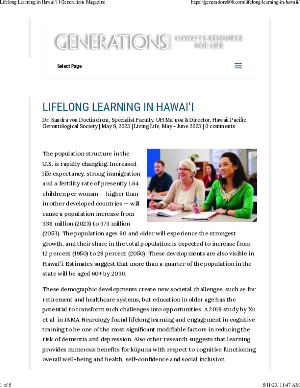 (PDF) Lifelong Learning in Hawai'i