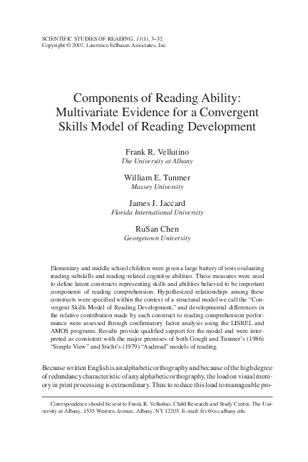 (PDF) Components of Reading Ability: Multivariate Evidence for a Convergent Skills Model of ...