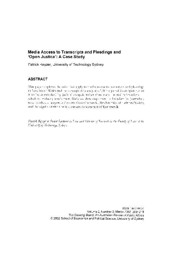 (PDF) Media access to transcripts and pleadings and 'open justice’: A ...