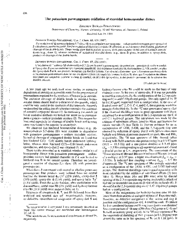 (PDF) The potassium permanganate oxidation of steroidal homoannular ...