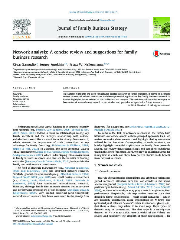 (PDF) Network analysis: A concise review and suggestions for family ...
